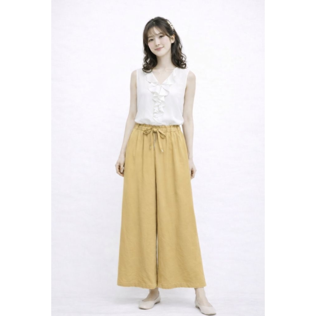 Jual Pants Cullot GU by UNIQLO Pastel Yellow (L) | Shopee Indonesia