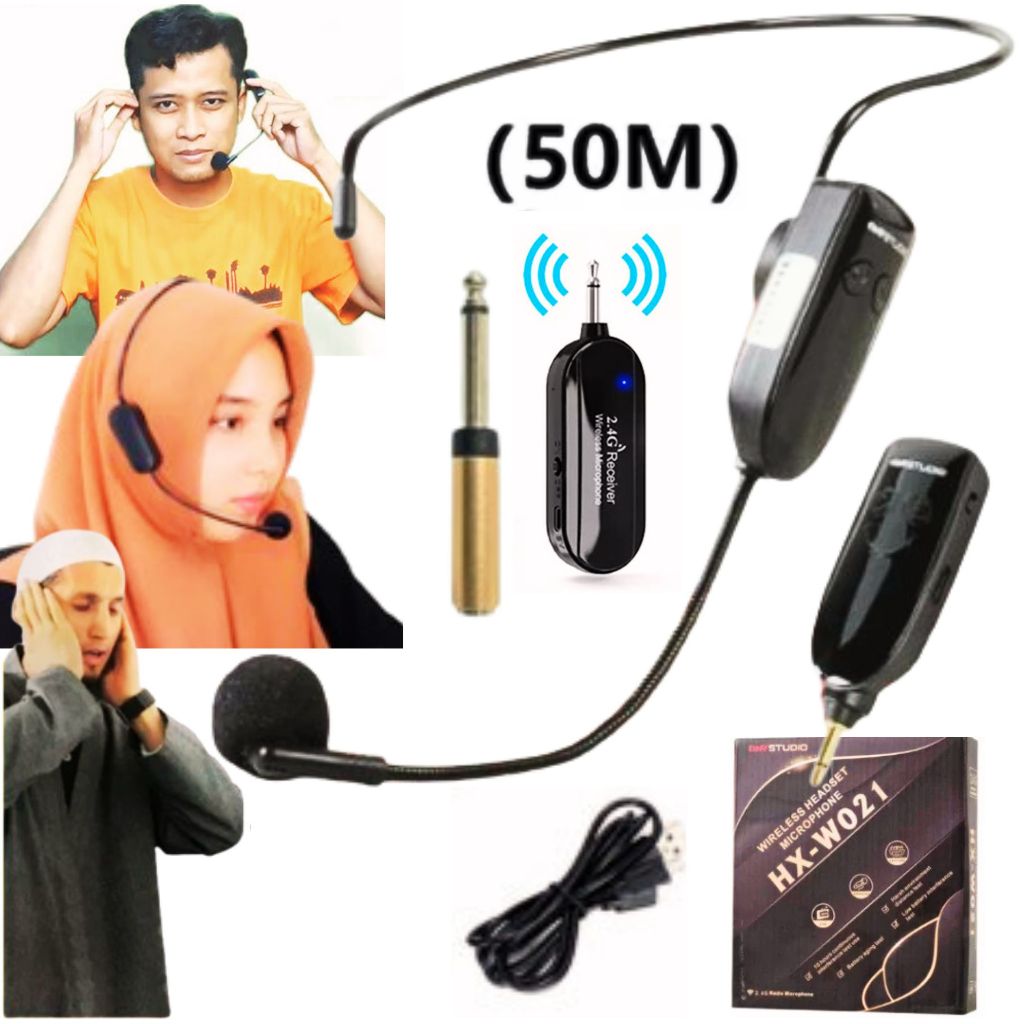 Jual TaffSTUDIO MIK Wireless Imam Masjid Microphone 2.4GHz Headset Clip ...