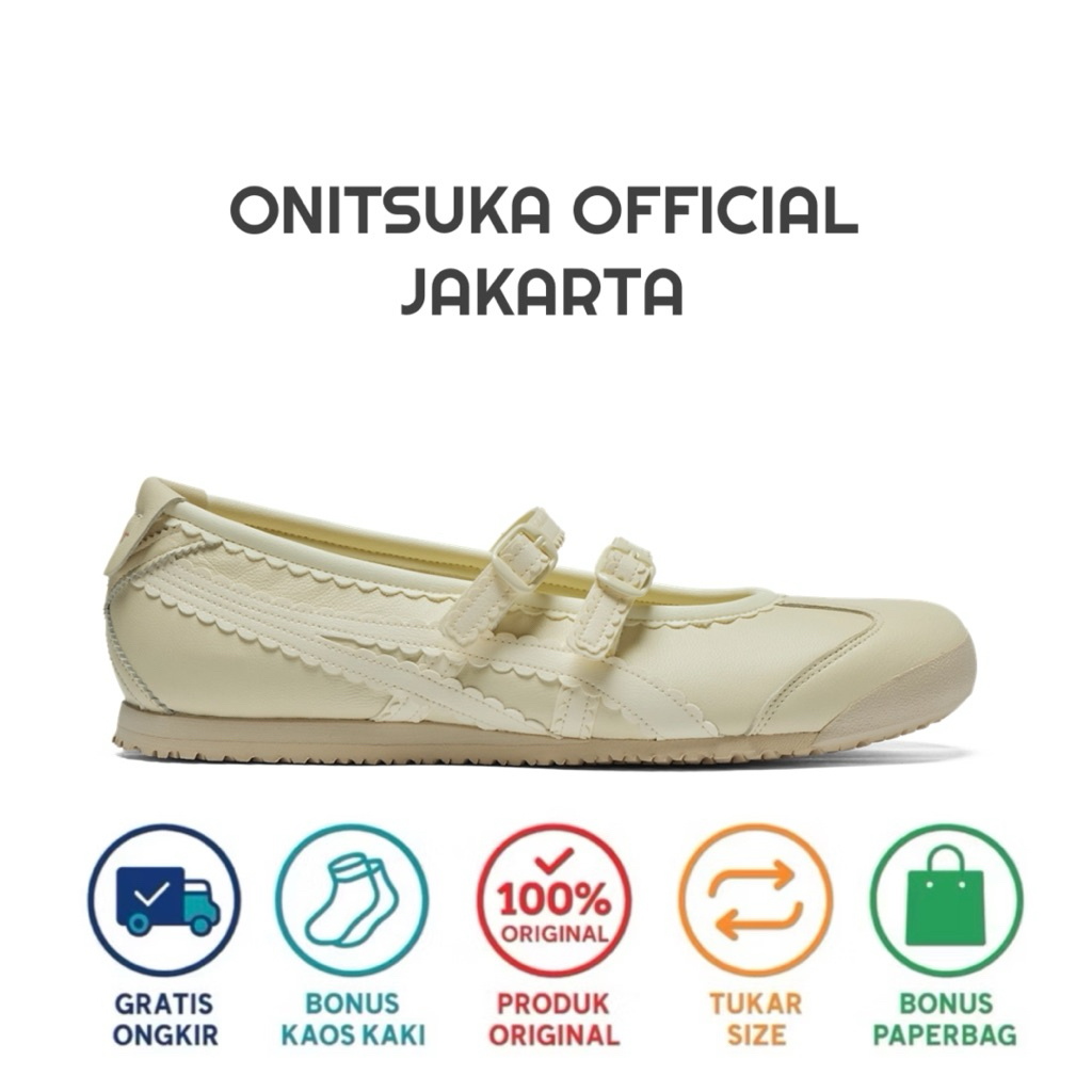Jual Sepatu Flat Onitsuka Tiger Mexico 66 Ballerina Ivory cream ...