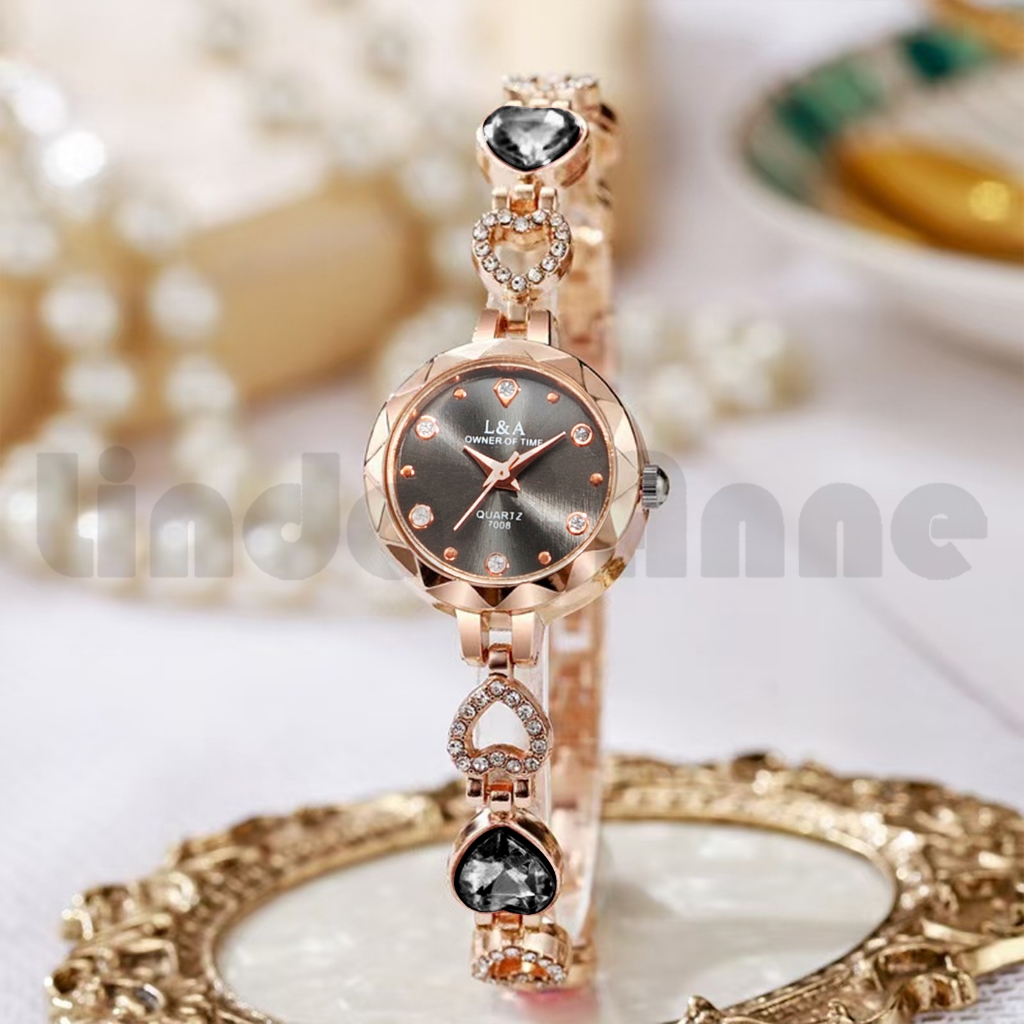 Jual L&A Jam Tangan Wanita Mewah Elegan Crystal Love Diamond Jam Tangan ...