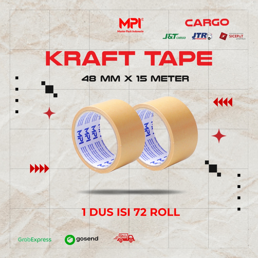 Jual CARGO 1 DUS [ 72 PCS ] KRAF TAPE MPI 48MM X 15 METER MASTER PACK ...
