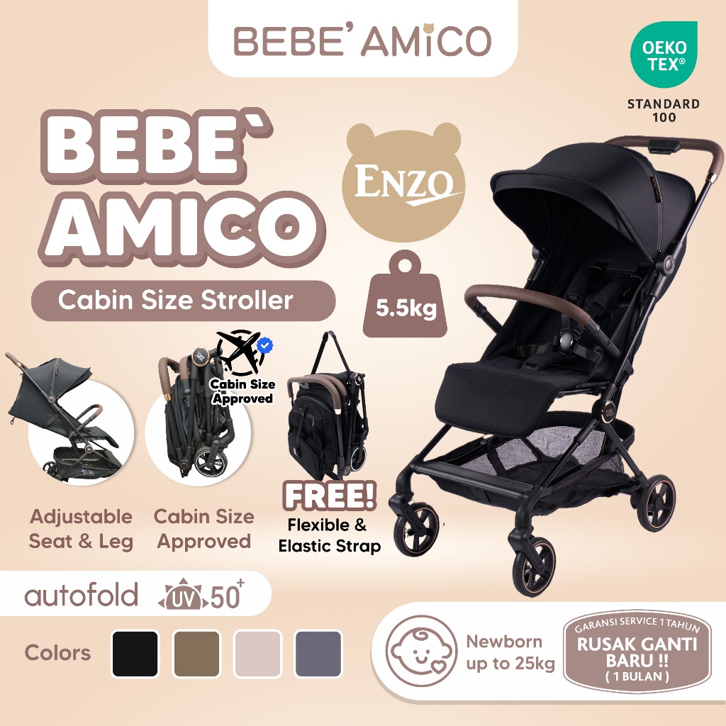 Jual BEBE AMICO ENZO Lightweight Cabin Size Stroller One Hand Folding ...