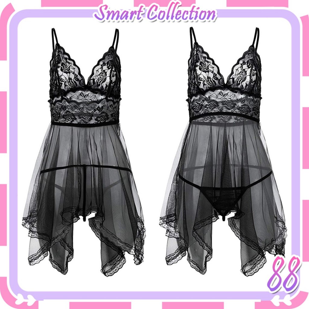 Jual SC BT002 Pakaian Lingerie Sexy V-Neck Model Renda Serat Mesh ...