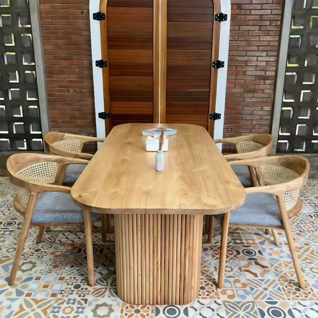 Jual DINNING SET MINIMALIS TOP TABLE TEBAL 3cm MEJA SALUR (150x80cm ...