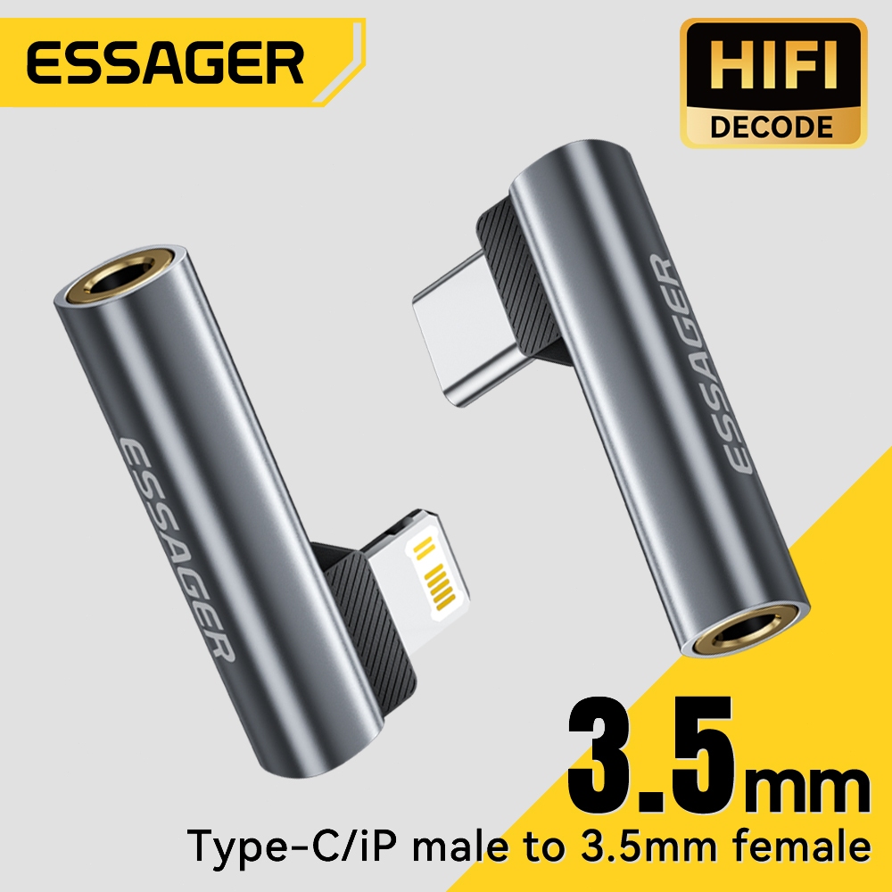 Jual Essager 3.5mm Audio to Type C/L 2 interfaces Adapter 90 Degree ...