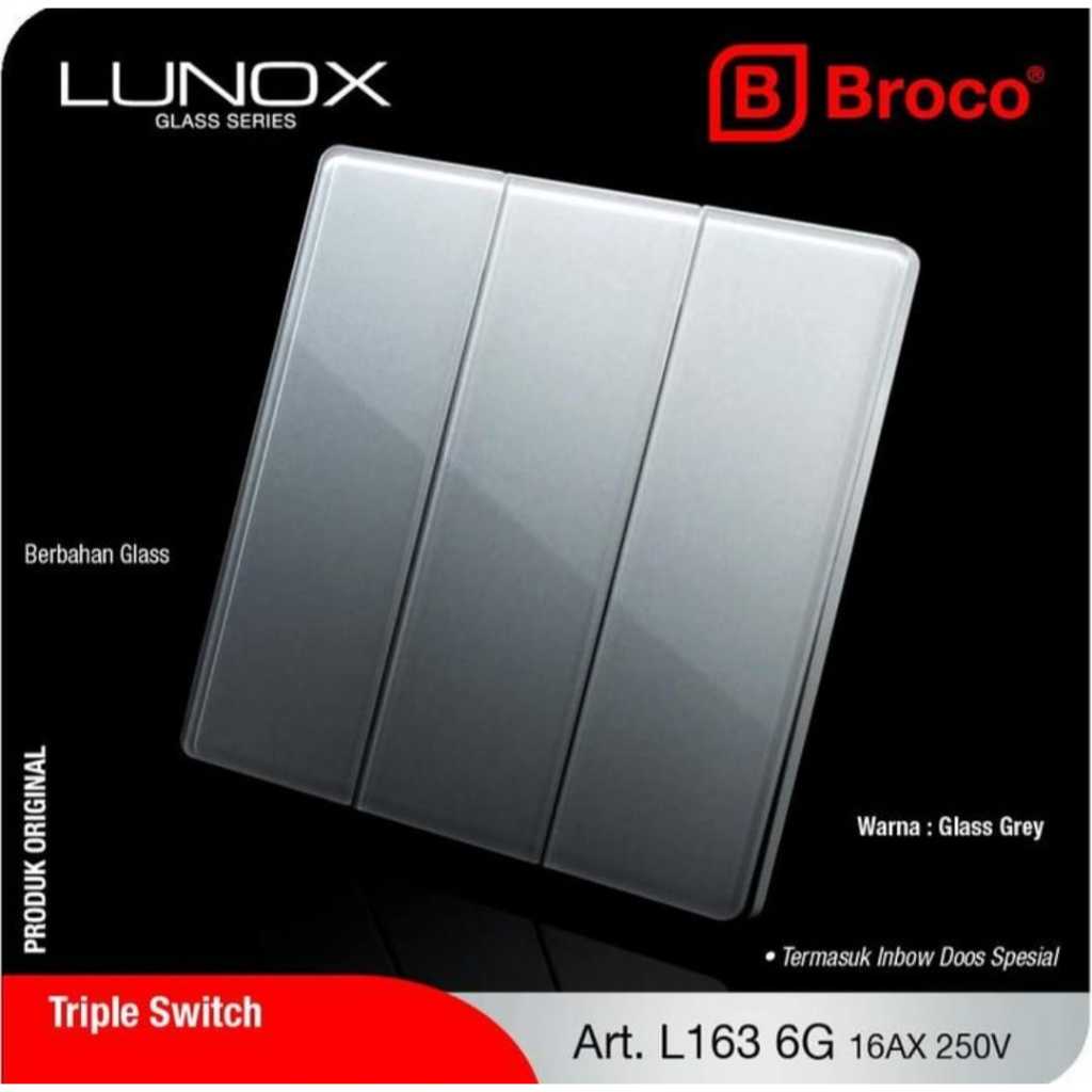 Jual Broco Lunox Glass Saklar Triple Satu Arah 16A 250V Art.163 ...