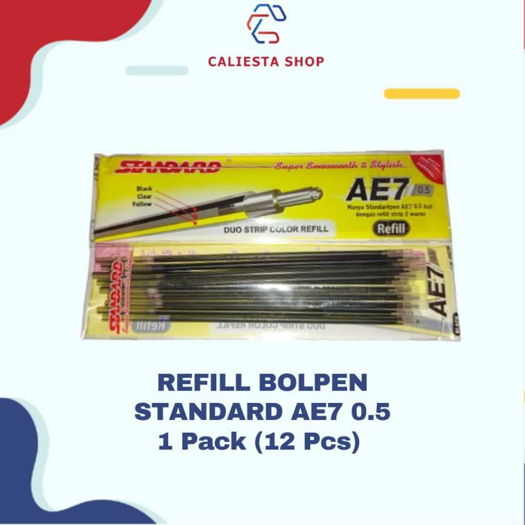 Jual Refill Bolpen Standard AE7 0.5 – Varian Blue & Black (1 Pack isi ...