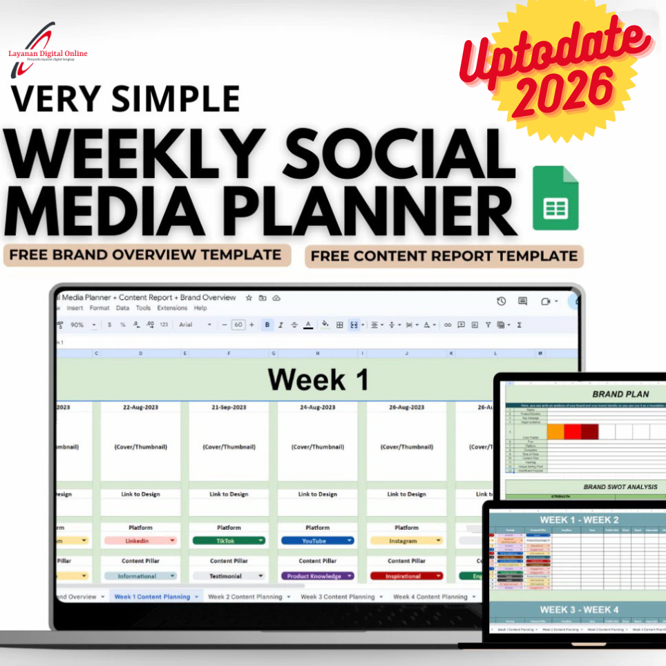 Jual Alat Peningkat Sosmed Weekly Content Planner / Konten Mingguan ...