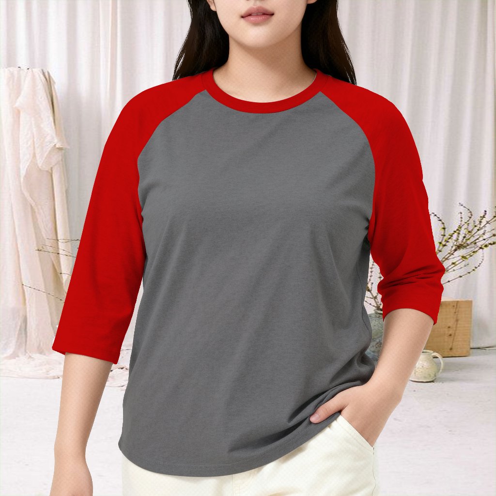 Jual Kaos Baju Raglan Wanita Polos Dewasa tangan 3/4 ukuran L XL XXL ...