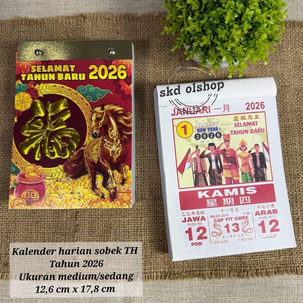 Jual Kalender harian sobek TH tahun 2026 ukuran 12,6 cm x 17,8 cm ...