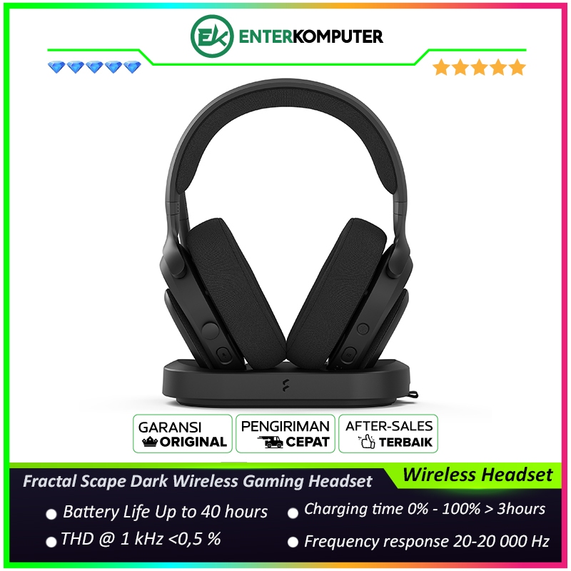 Jual Fractal Scape Dark Wireless Gaming Headset | Shopee Indonesia