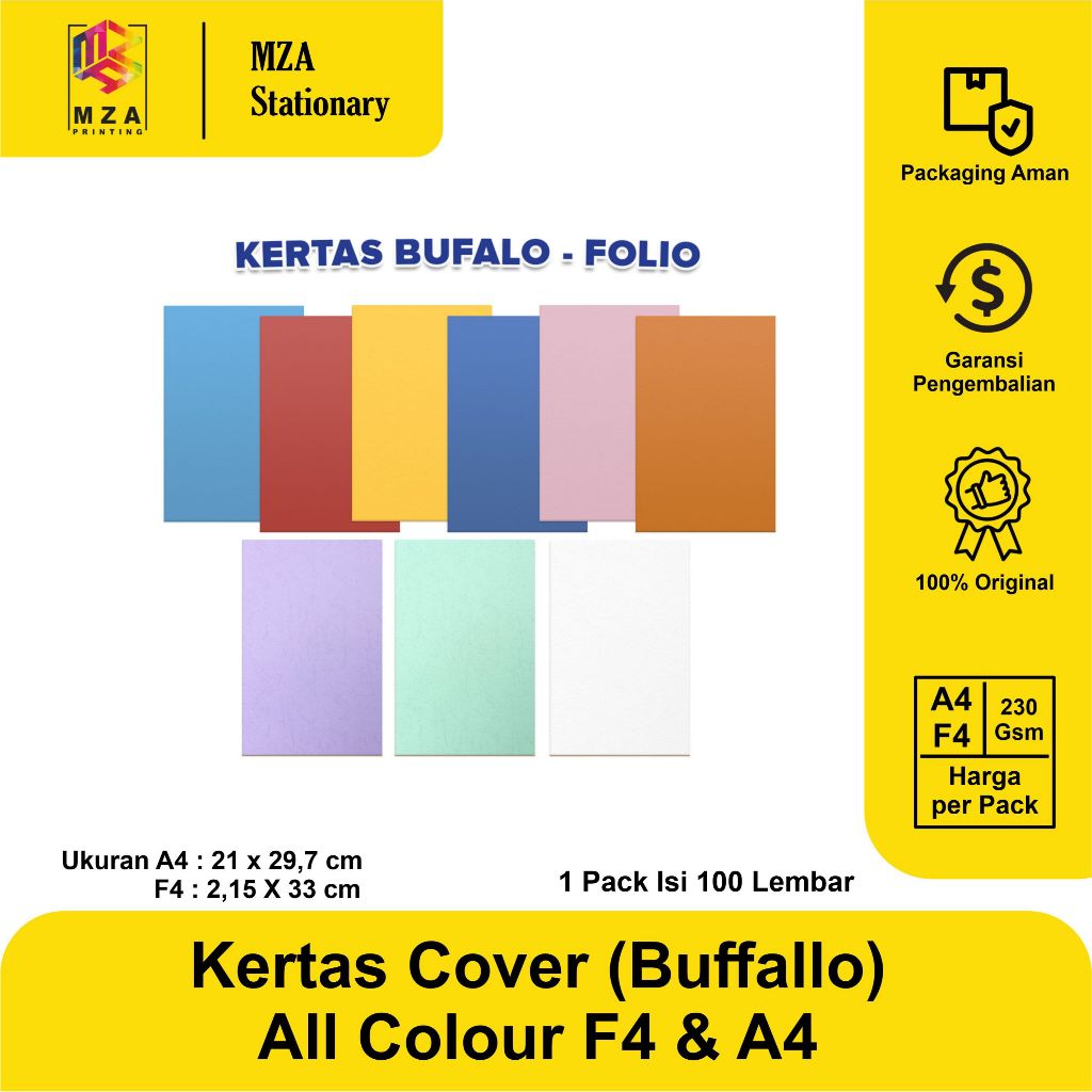 Jual Kertas Buffalo Cover berbagai pilihan warna SUPER TEBAL 230 GSM ...