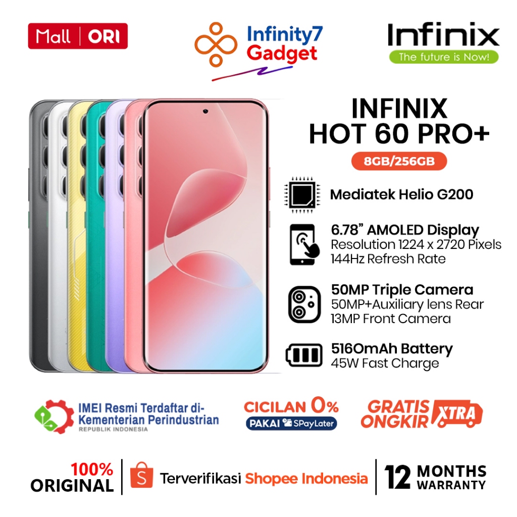Jual Infinix Hot 60 Pro+ Plus 8GB+256GB - Garansi Resmi 1 Tahun ...