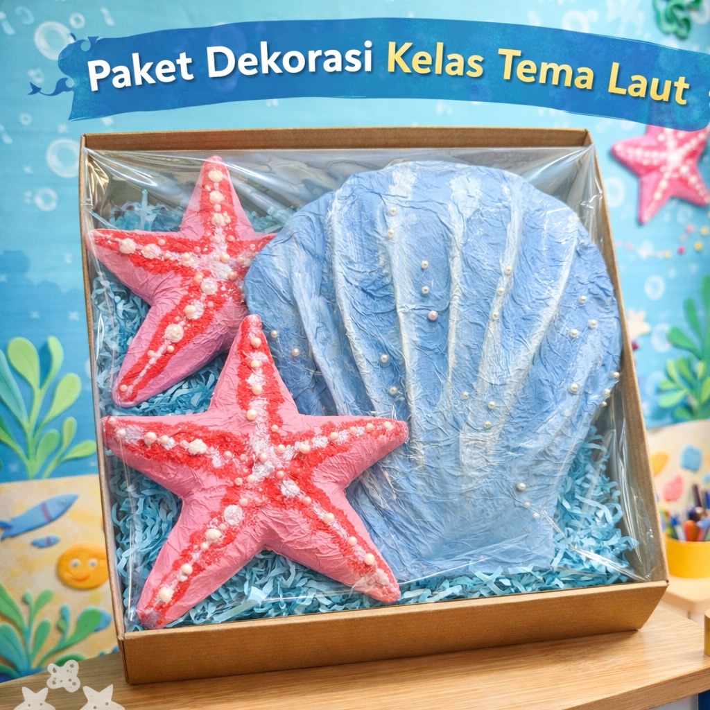 Jual Paket Dekorasi Dinding Kelas Tema Laut (2 Bintang Laut + 1 Kerang ...