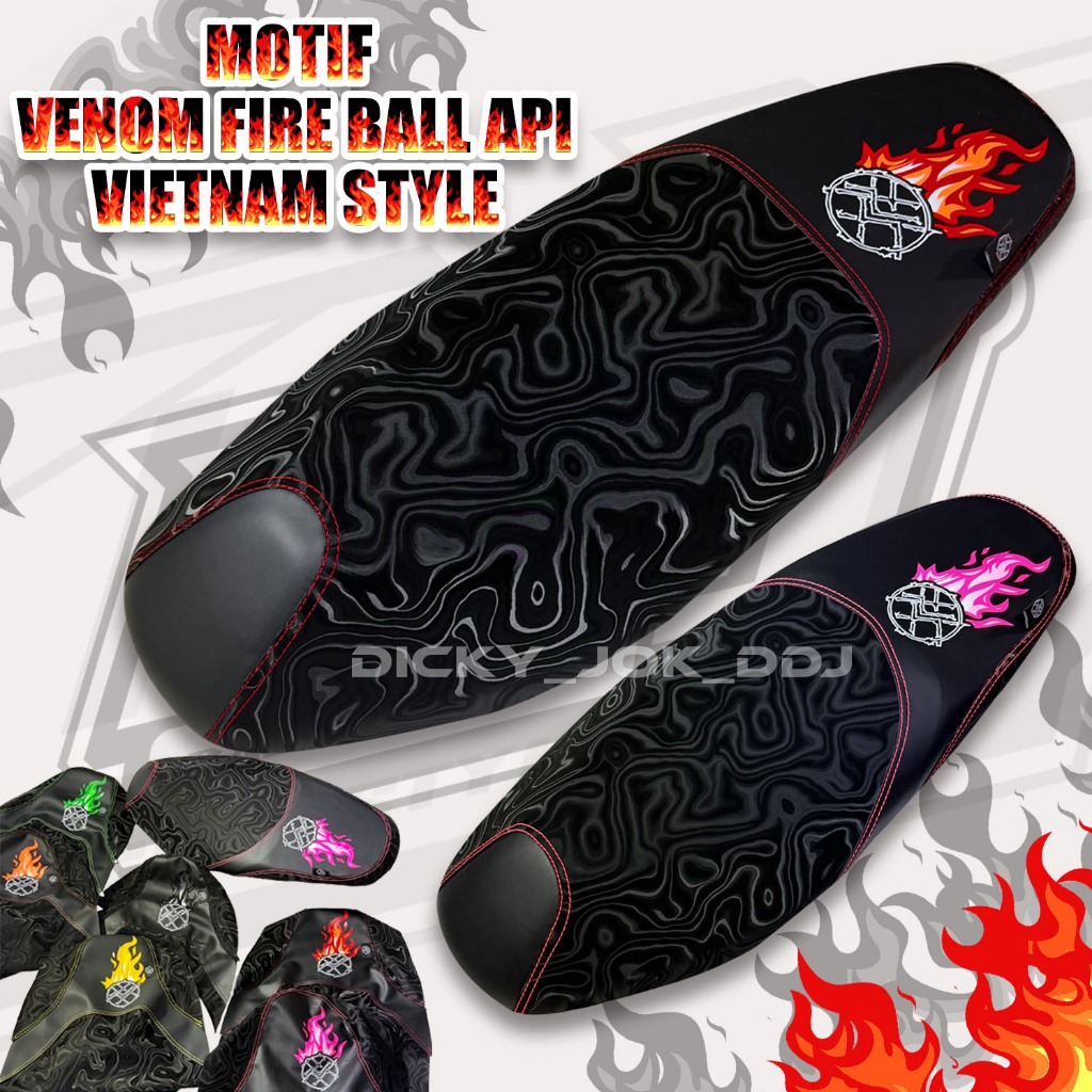 Jual Cover Jok Motor Kulit Jok Motor Motif Api Logo VENOM FIRE BALL API ...
