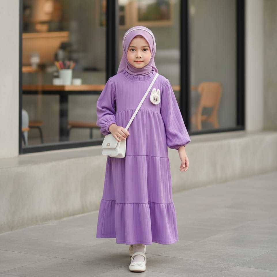 Jual Gamis lebaran anak perempuan bahan knit usia 1 sampai 12 tahun ...