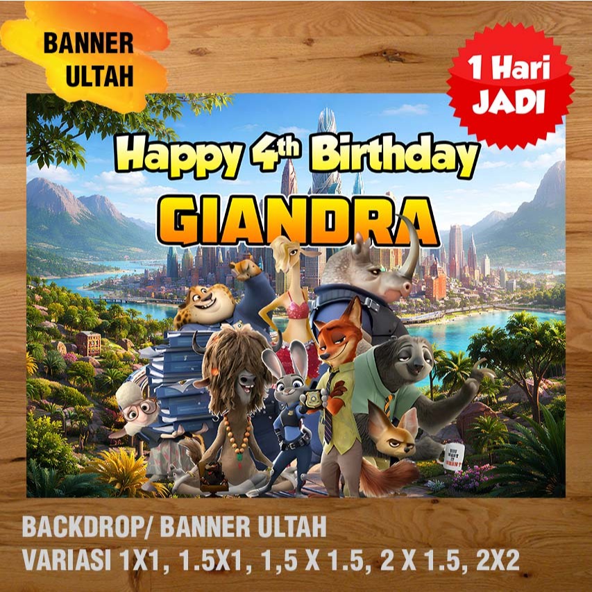Jual ZOOTOPIA BANNER/ BACKDROP/ SPANDUK ULANG TAHUN UL-TAH | Shopee ...