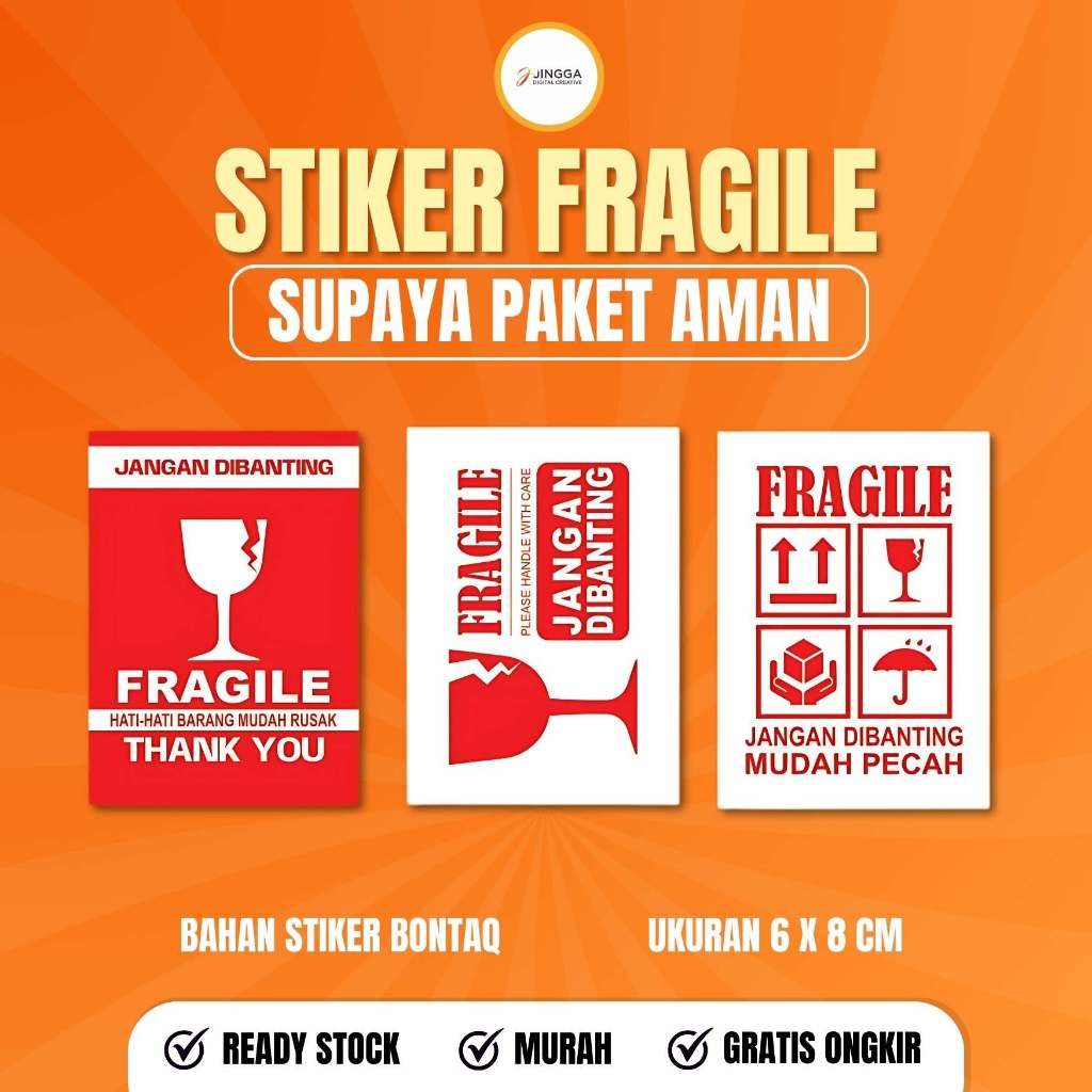 Jual [READY STOK 50 PCS] Stiker Fragile | Stiker Paket | Label Fragile ...