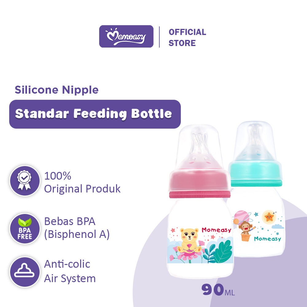 Jual Momeasy Botol Susu Bayi Newborn 90ml BPA Free Soft & Elastic Botol ...