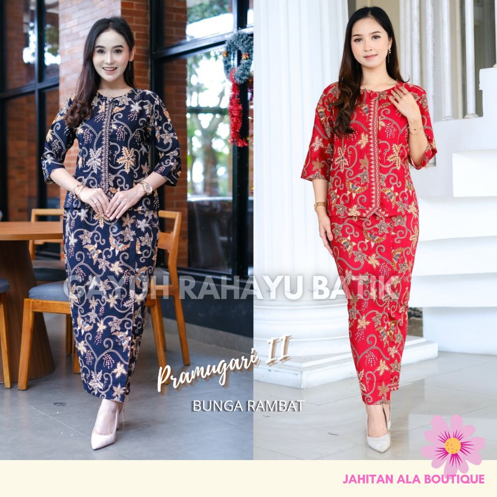 Jual PRAMUGARI 2 MOTIF BUNGA RAMBAT, Seragam Batik Model Pramugari ...