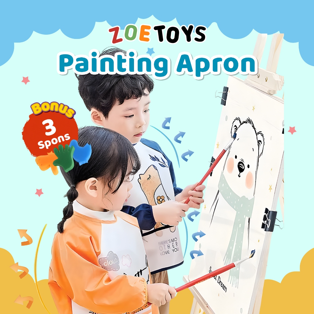 Jual Zoetoys Painting Apron | Dino Peralatan Melukis 2in1 Waterproof ...