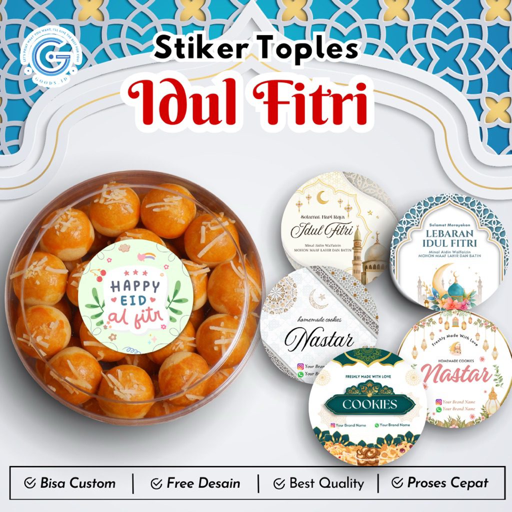Jual STIKER IDUL FITRI BULAT / STICKER LEBARAN HAMPERS RAMADHAN KUE ...