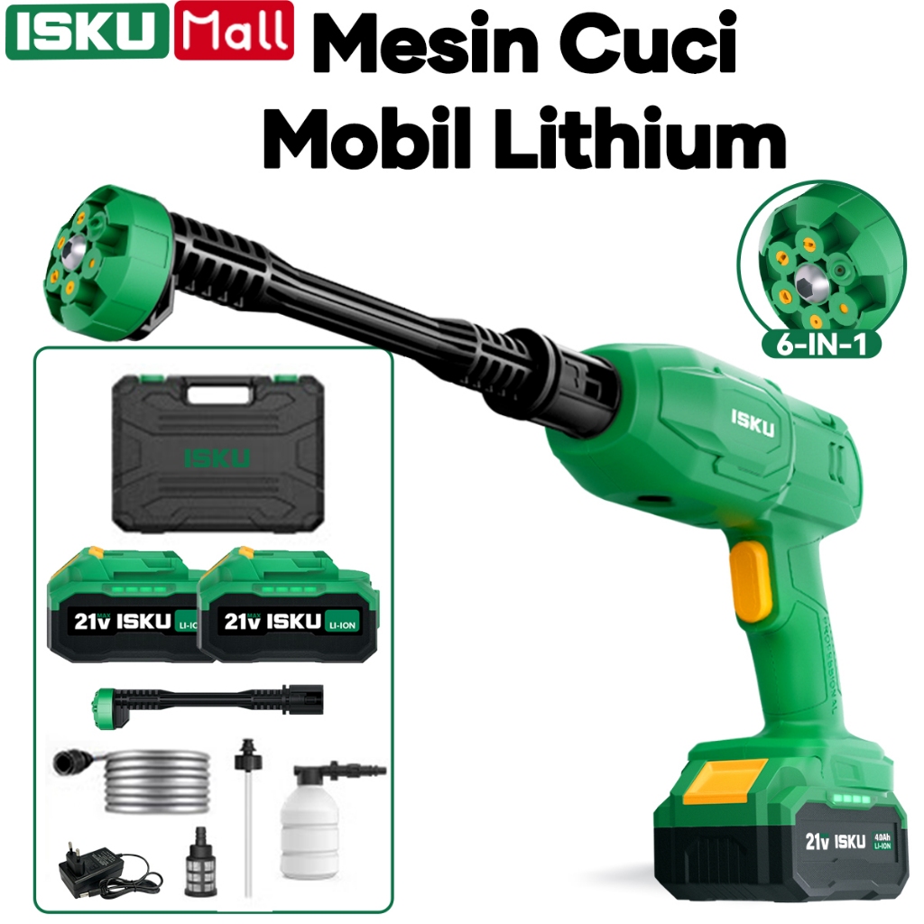 Jual ISKU Jet Cleaner Cordless 21V Nozzle 6 in 1 + Konektor Botol ...
