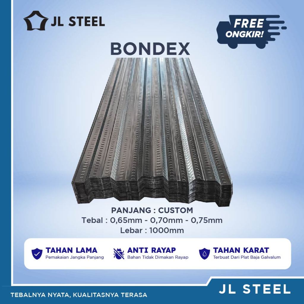 Jual JLSTEEL Bondek Bondex Cor Dax FULL 0.75 mm Bondek Galvanis ...