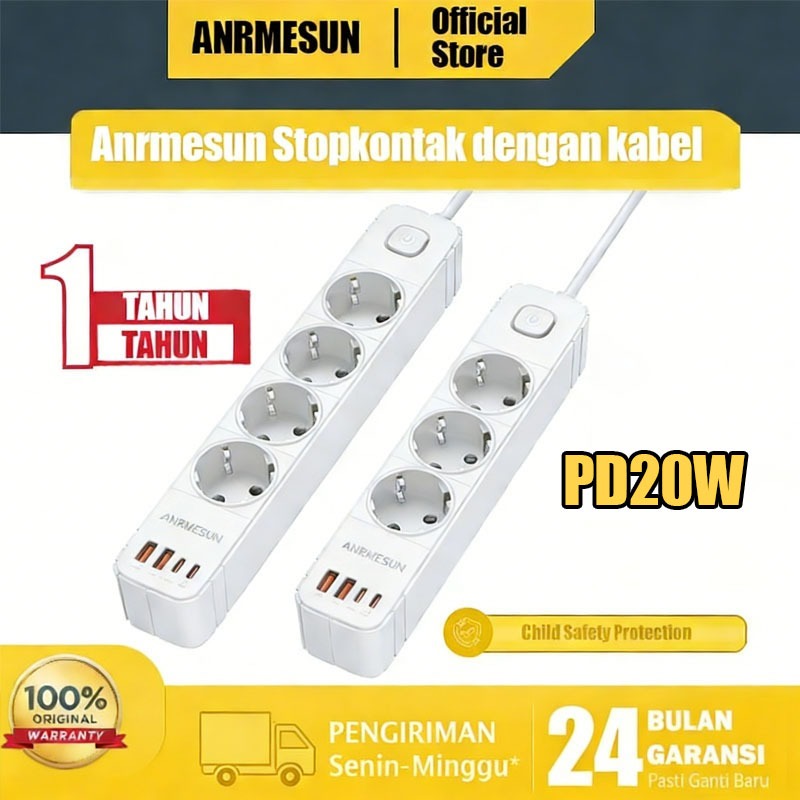 Jual Anrmesun Stop Kontak usb + Kabel full kuningan max 2400W Fast ...