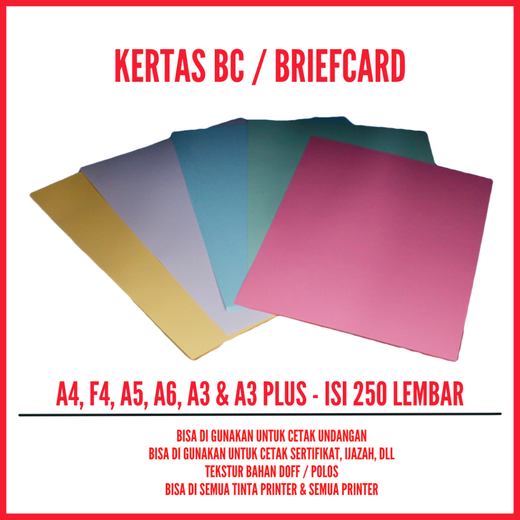 Jual [250 LBR] Kertas BC A4, F4, A5, A6, A3 & A3PLUS Kertas Manila ...