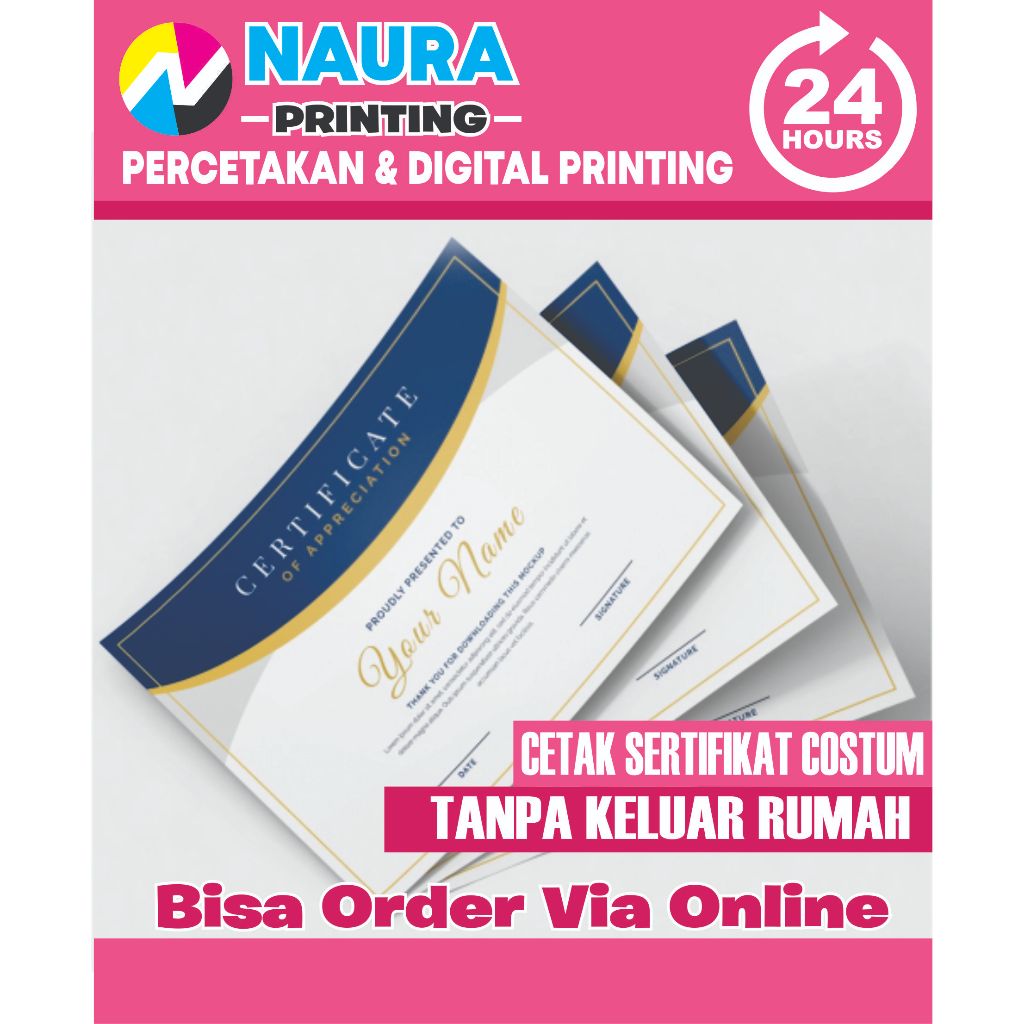 Jual Cetak Sertifikat Piagam Costum Full Color Custom A4 | Shopee Indonesia