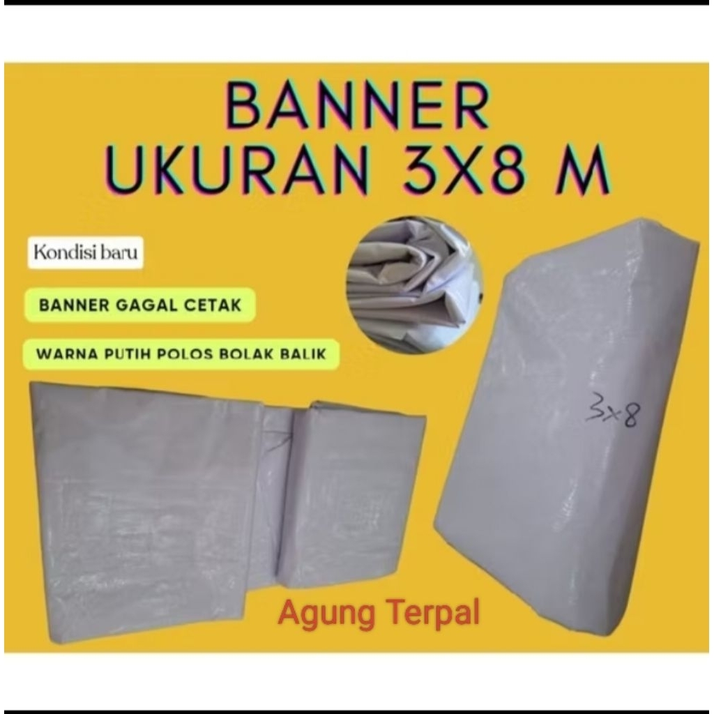 Jual BANNER/SPANDUK PUTIH POLOS 3 X 8 TEBAL | Shopee Indonesia