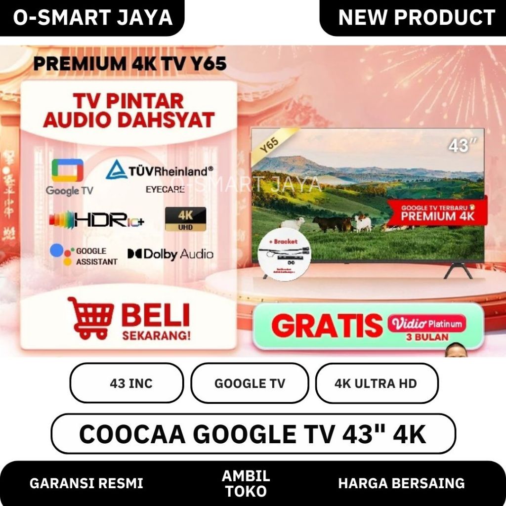 Jual NEW COOCAA TV 43 inch Y65 - 4K GOOGLE TV - Dolby Audio - Eye Care ...