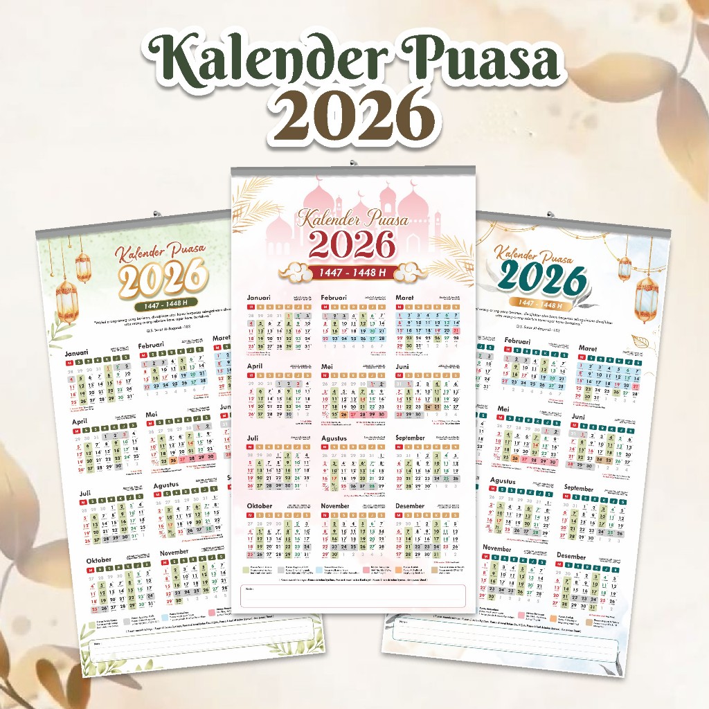 Jual Kalender Puasa 2026 Simpel Lengkap Dengan Puasa Sunnah Finishing ...