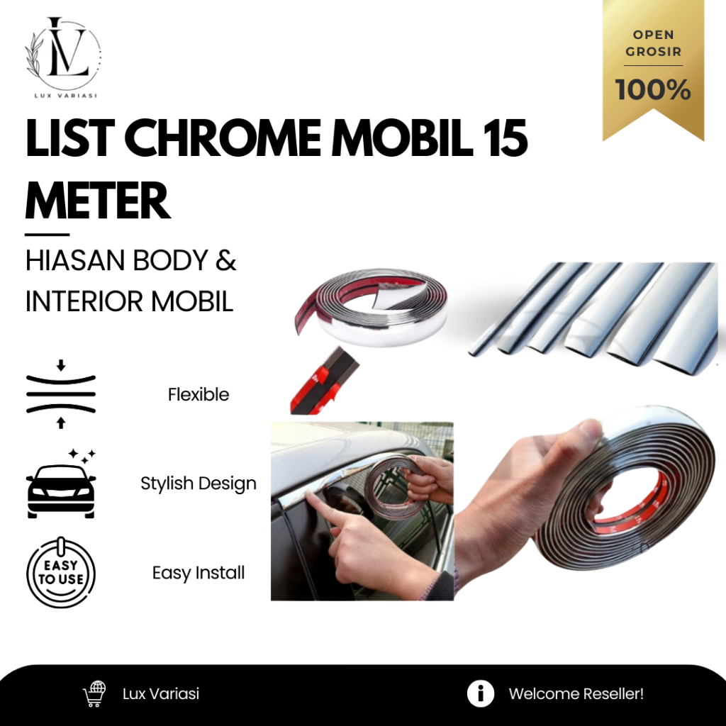Jual 15METER List Chrome Mobil Kaca Sill Pintu Bemper Moulding Body ...