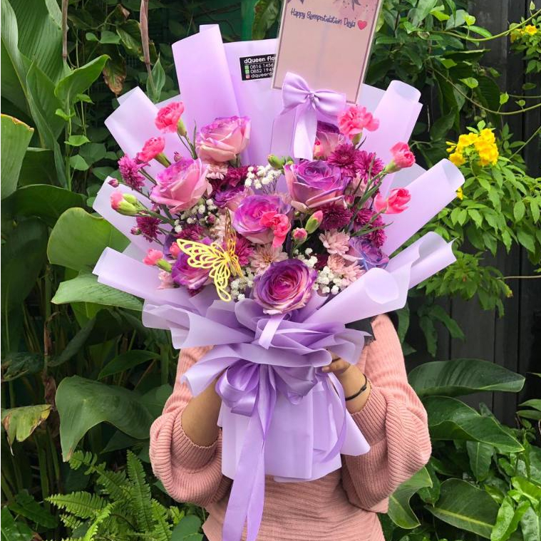 Jual DQueen Florist Buket Bucket Bunga Ulang Tahun Wisuda Flower Bucket ...