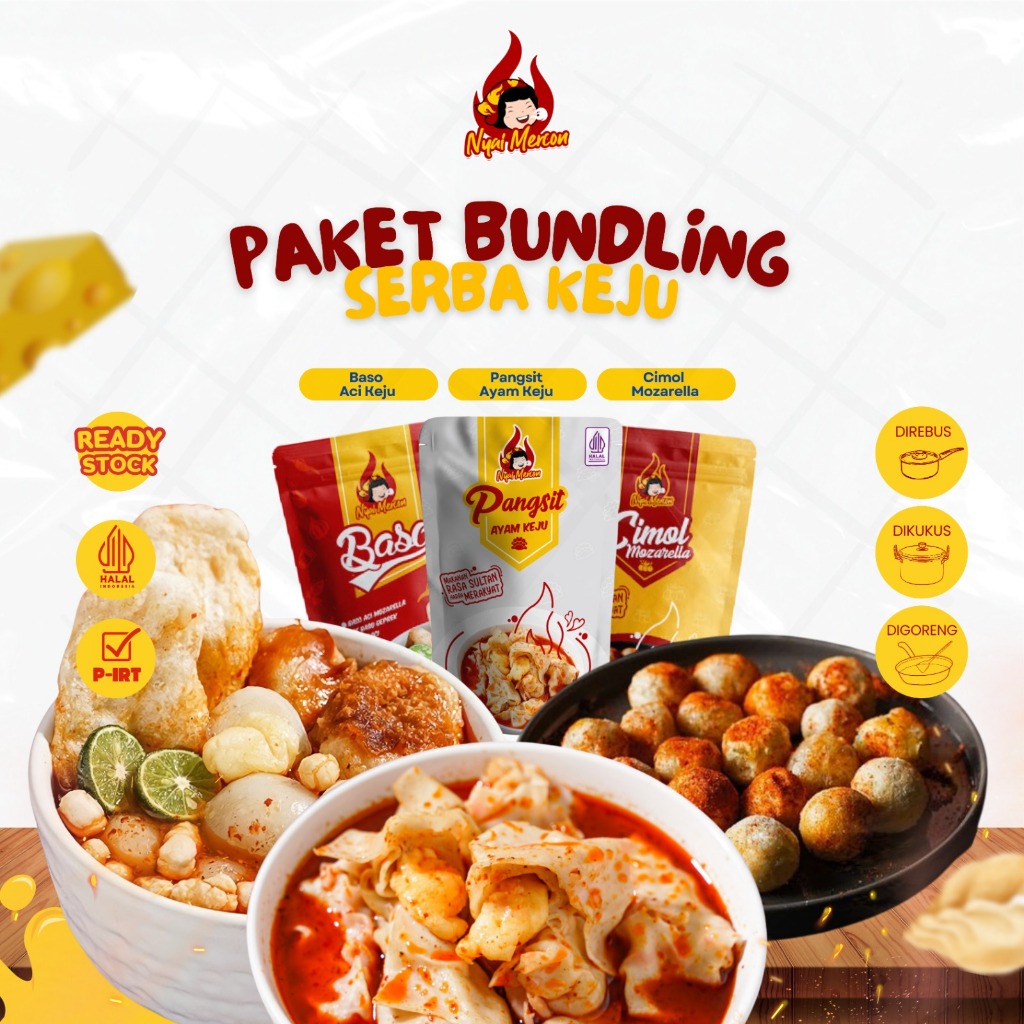 Jual Nyai Mercon - Paket Serba Keju (Cimol Keju, Pangsit Keju, Baso Aci ...