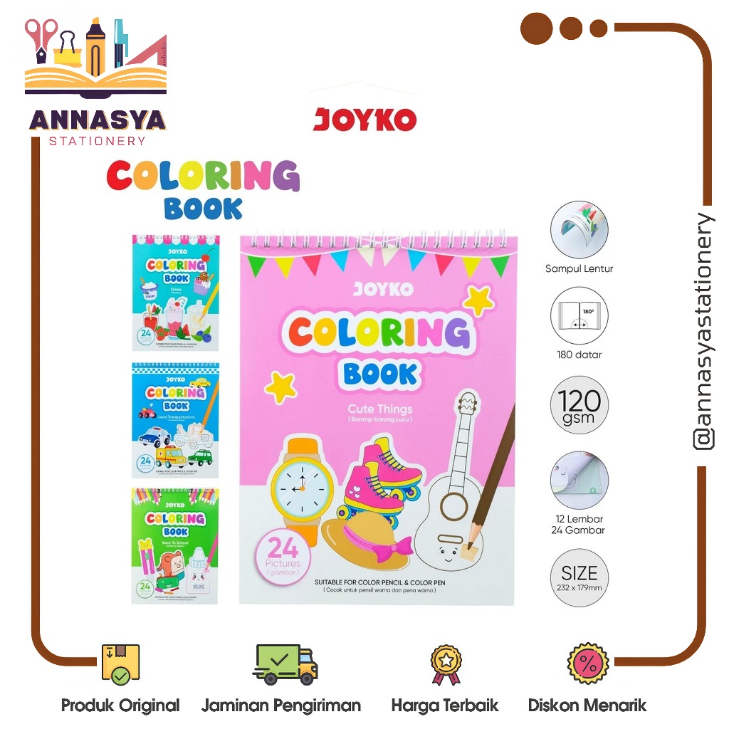 Jual JOYKO Buku Anak TK dan PAUD Mewarnai Isi 12 Lembar Coloring Book ...