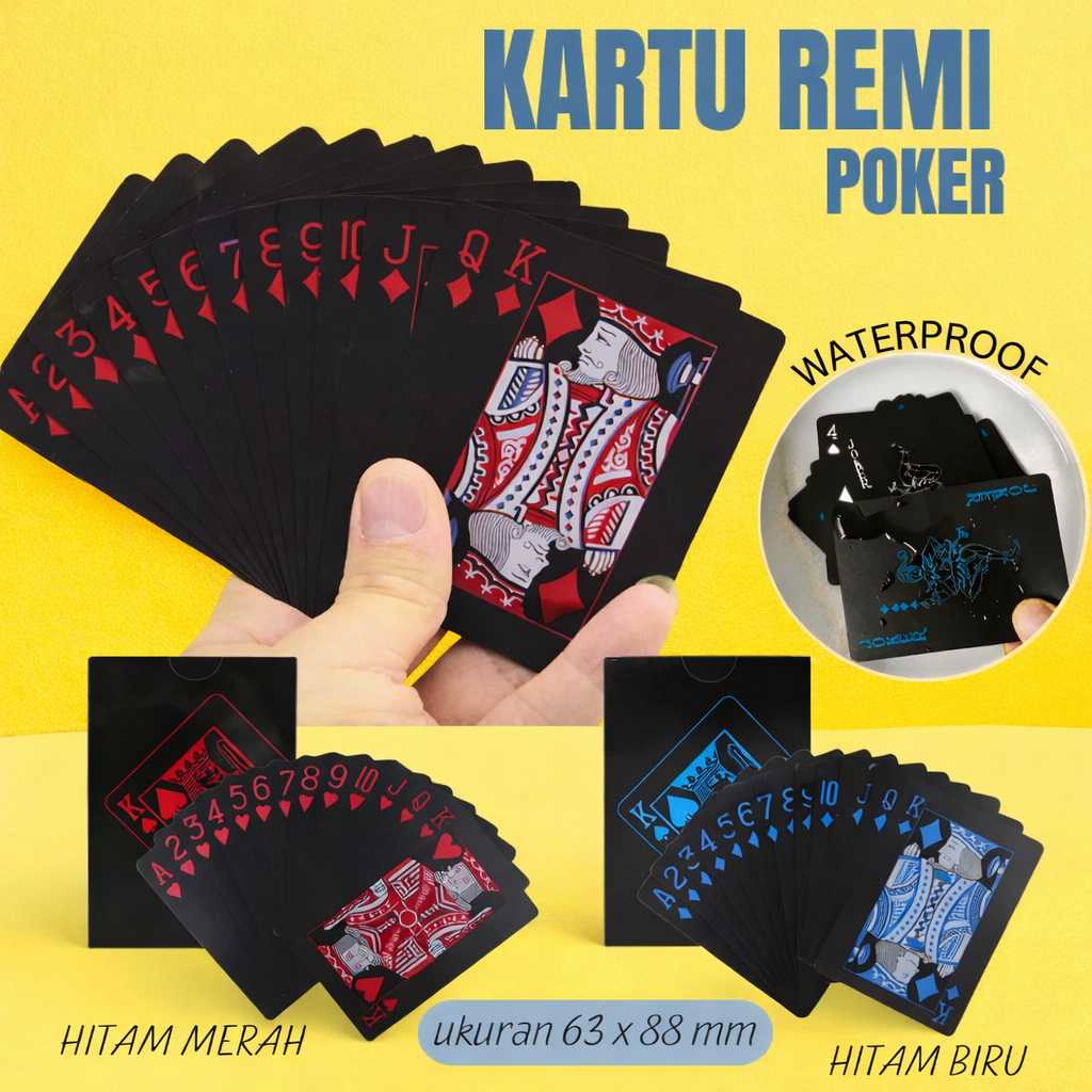 Jual Kartu Remi Poker Plastik Waterproof Anti Air Playing Cards Set ...