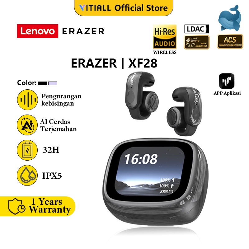 Jual Lenovo ERAZER XF28 Clip-On Wireless Bluetooth 5.4 Headset TWS Bone ...