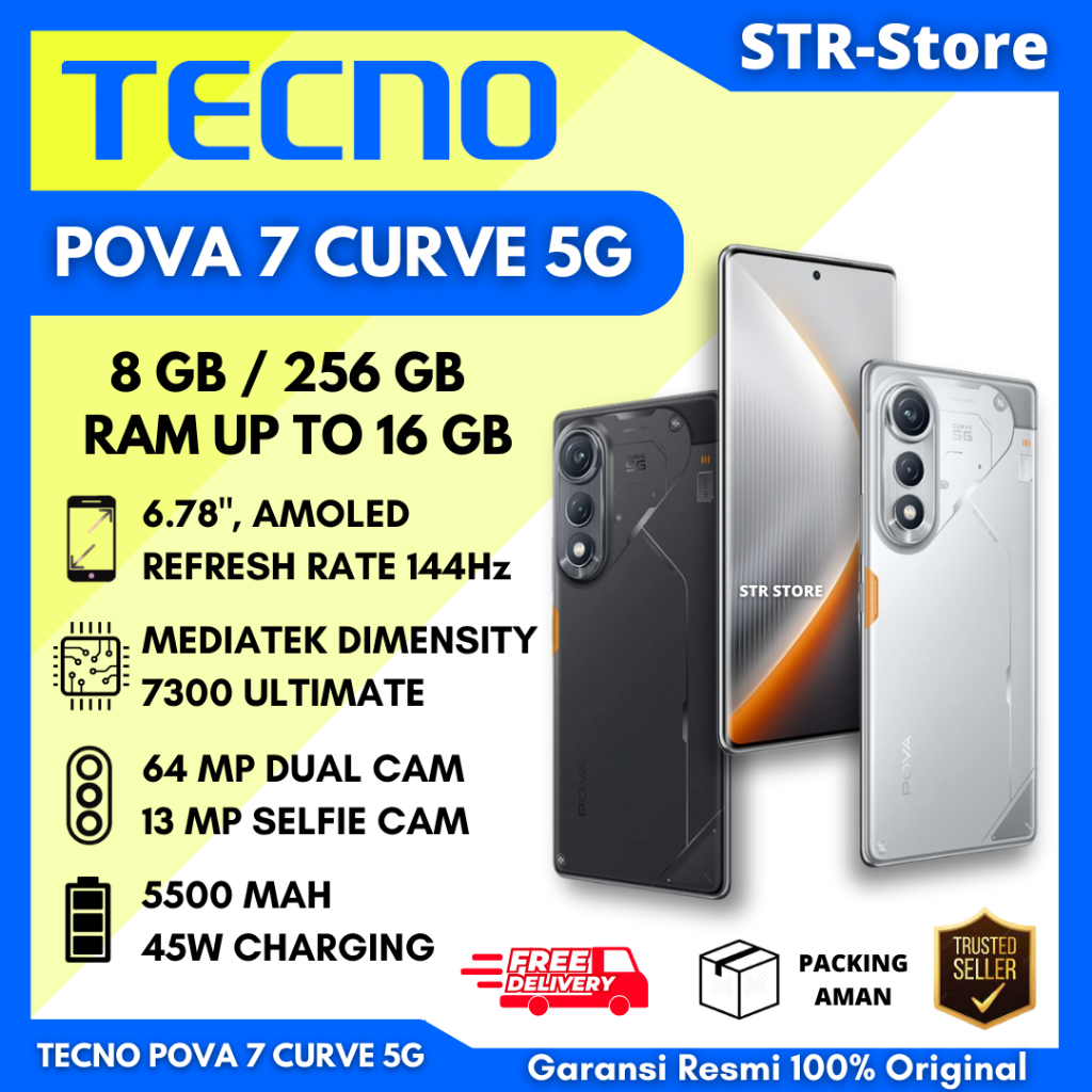 Jual TECNO POVA 7 CURVE 5G 8/256 GB SMARTPHONE GARANSI RESMI TECNO RAM ...