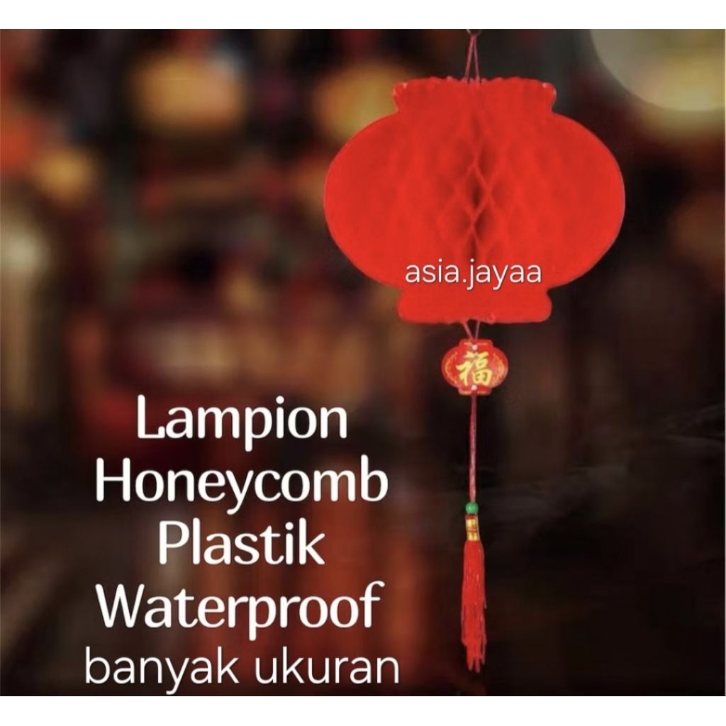 Jual Lampion imlek sincia HONEYCOMB MERAH bahan plastik TAHAN AIR ...