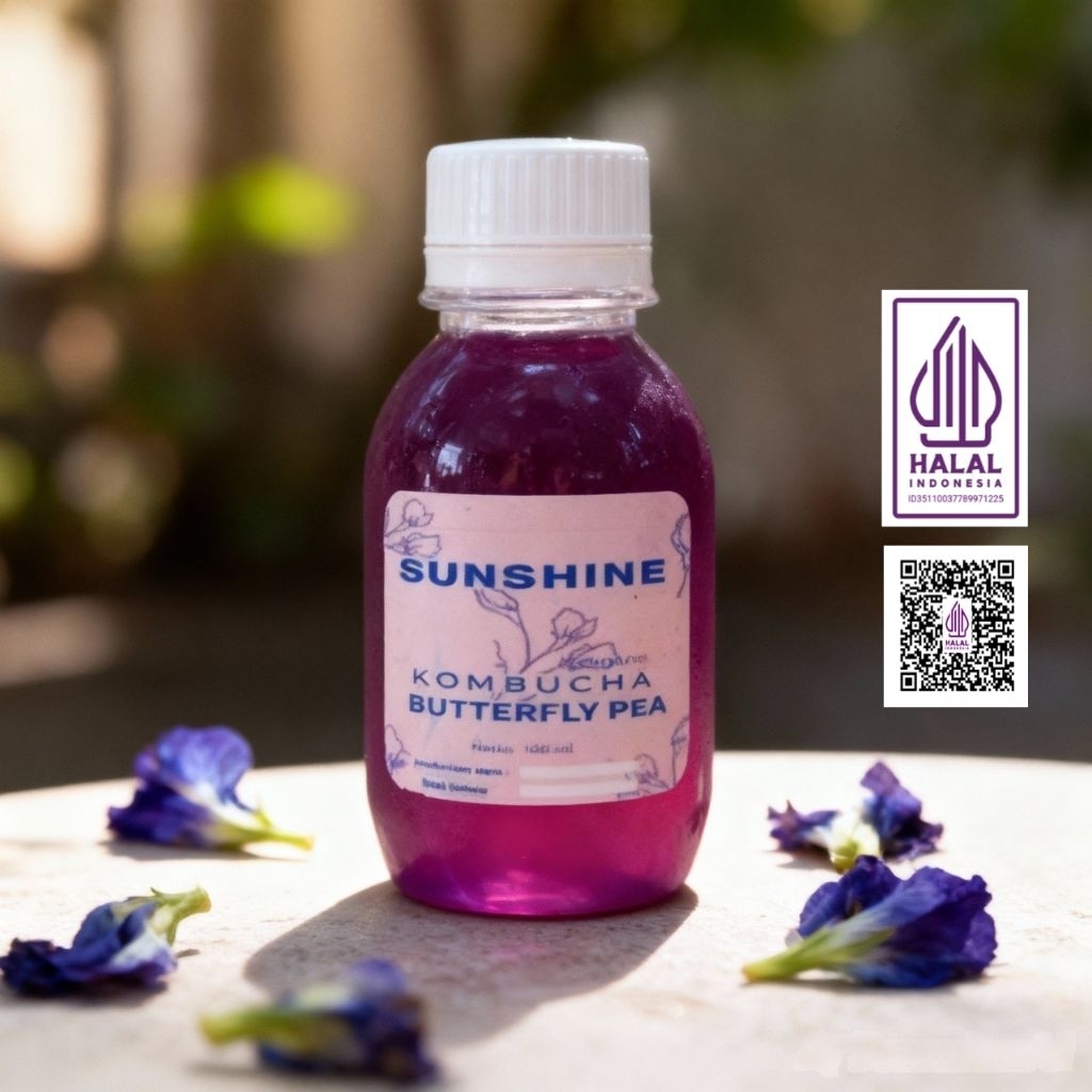 Jual Kombucha Halal Butterfly Pea 100 ML Teh Fermentasi by Sunshine ...