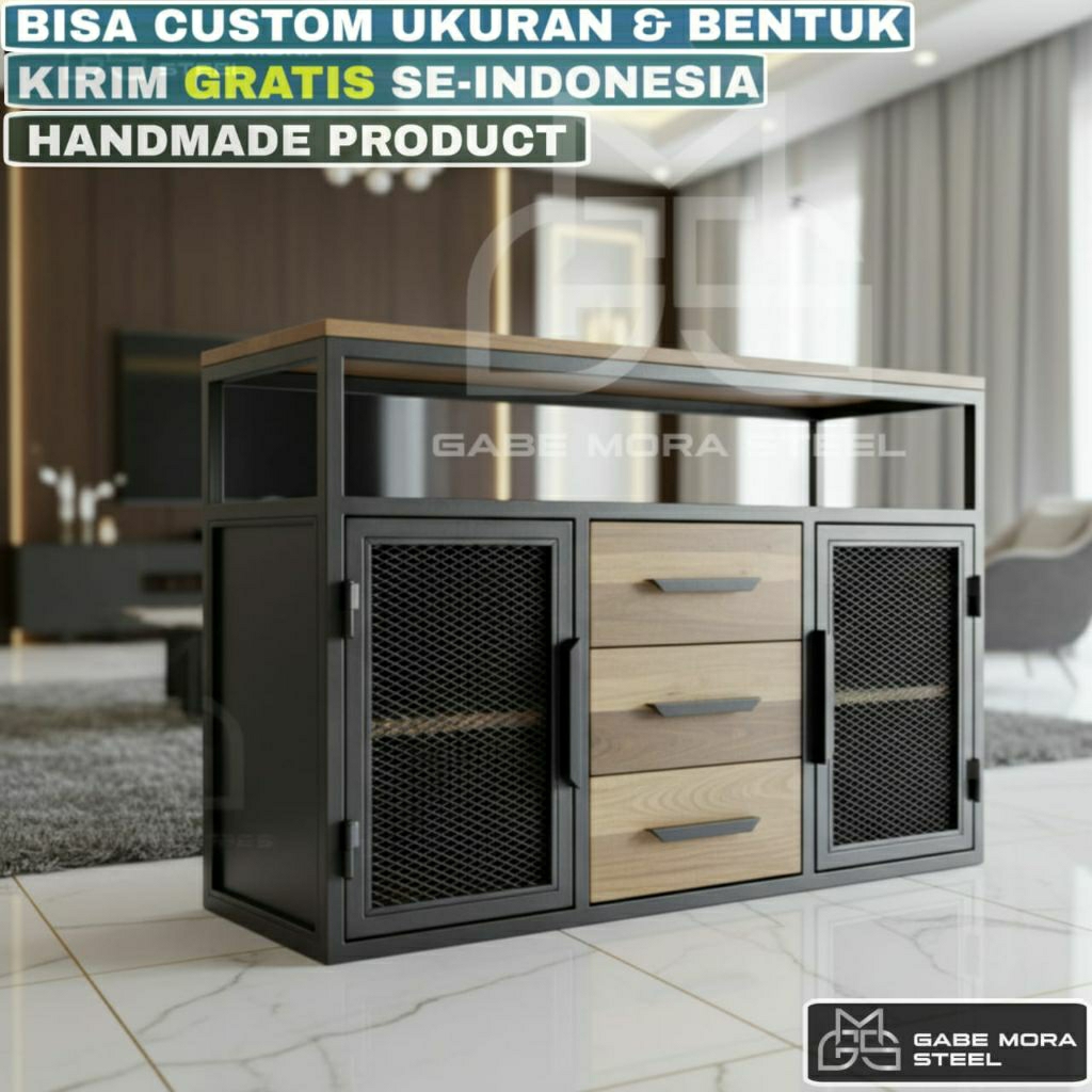 Jual Buffet Industrial Storage 5 Pintu | Kabinet Ruang Tamu Besi ...
