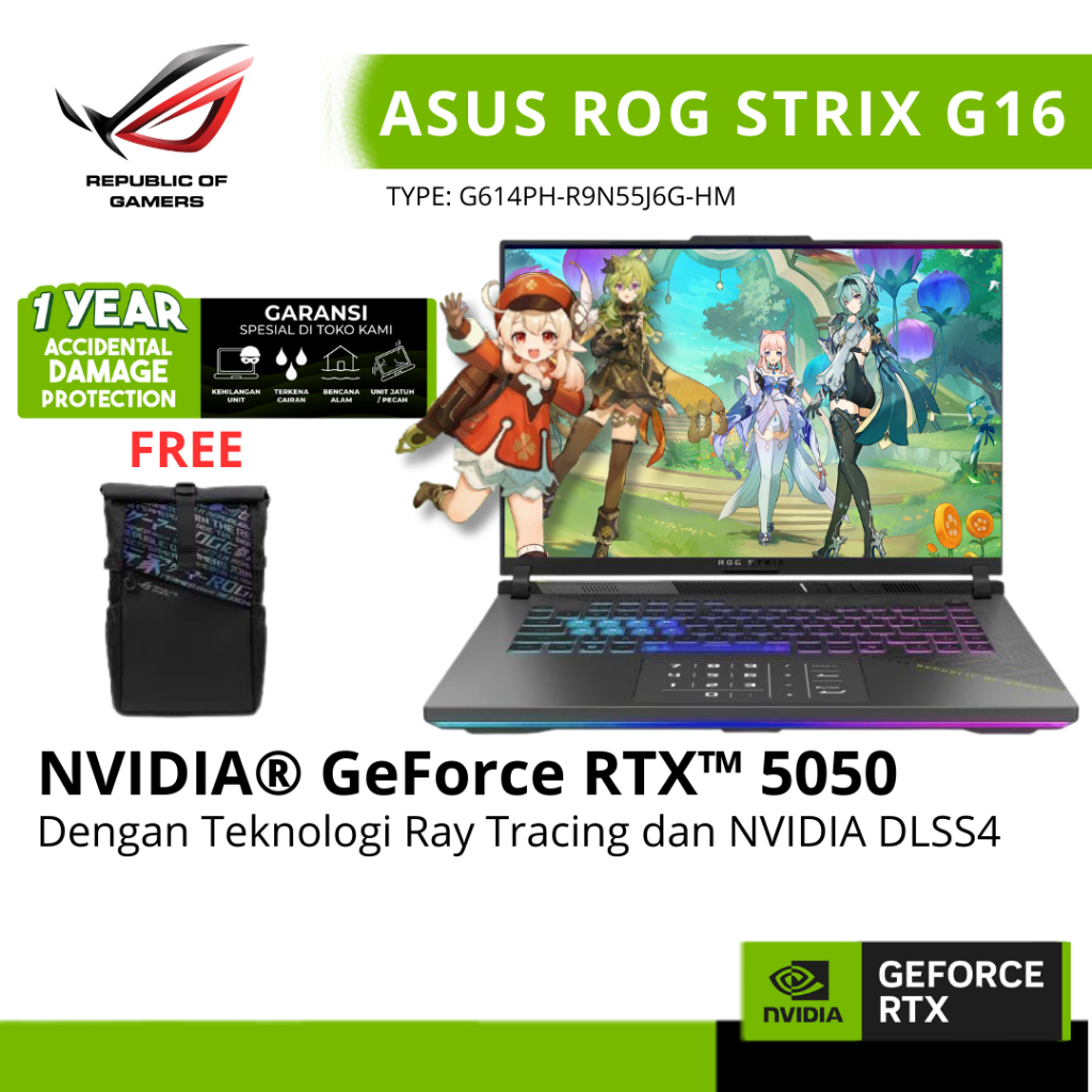 Jual Asus ROG Strix G16 G614PH GeForce RTX5050 8GB – AMD Ryzen 9 8940HX ...