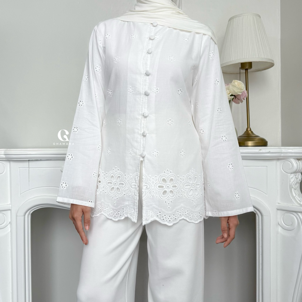 Jual Ghamara• KANA BLOUSE | blouse tunik lebaran cotton wanita panjang ...