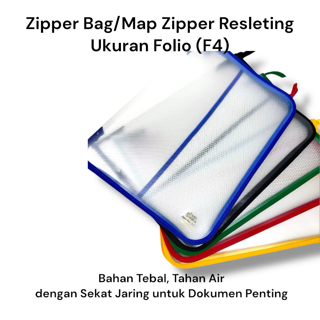 Jual Zipper Bag/Map Zipper Resleting Ukuran Folio (F4) Bahan Tebal ...