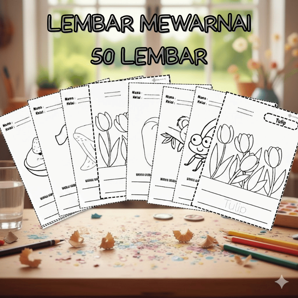 Jual 50 Lembar Mewarnai Aktivitas Anak – Belajar Menulis, Menggambar ...
