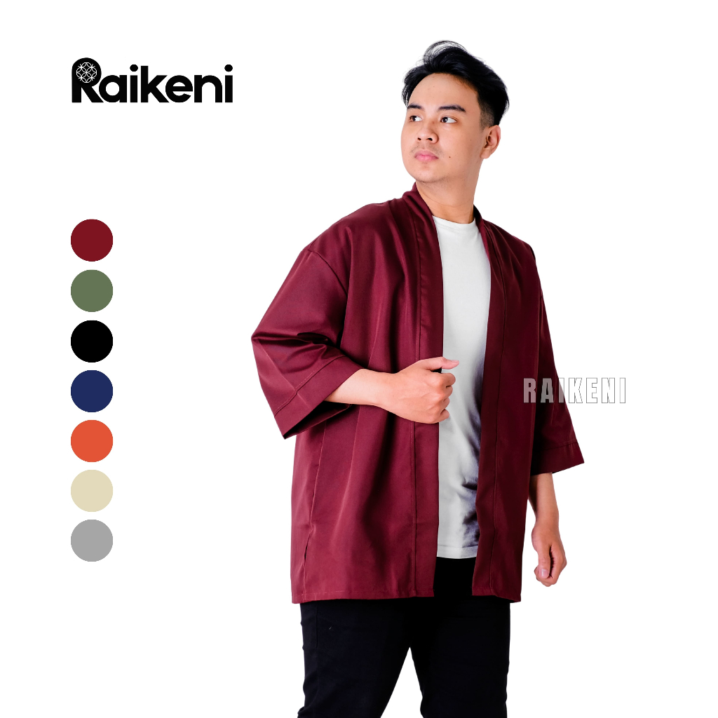 Jual RAIKENI Kimono UNO | Outer Jepang | Kimono 3/4 Unisex Maroon ...