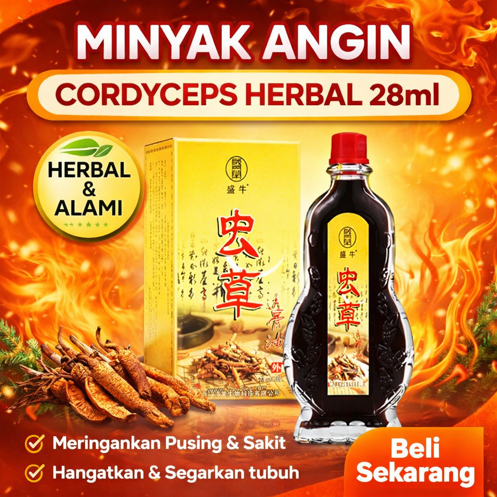 Jual OBAT CINA MINYAK ANGIN CORDYCEPS HERBAL 28ml PEREDA NYERI PEGAL ...